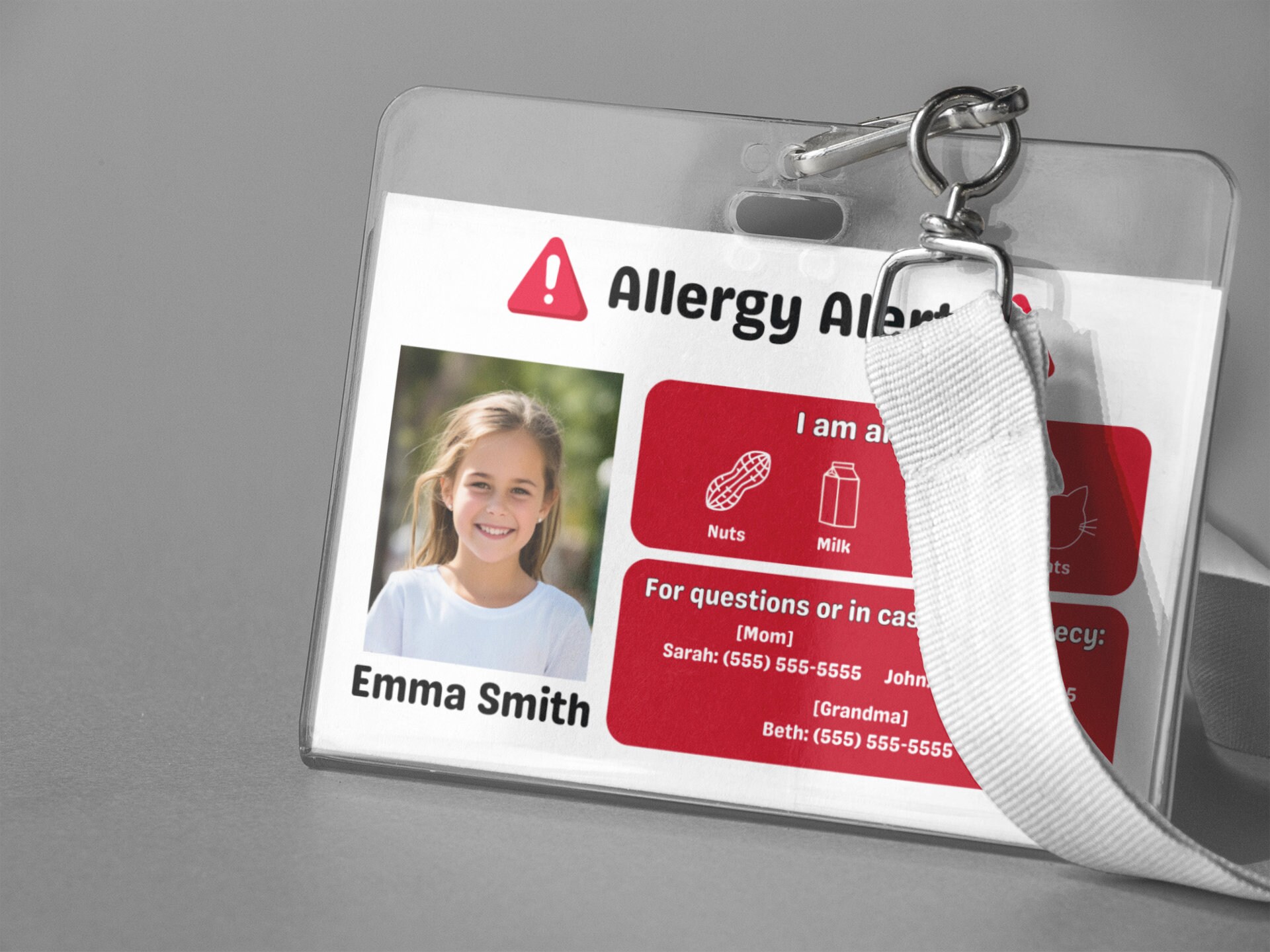 Allergy ID Cards for Kids, Fully Customizable, Children's Safety in ...