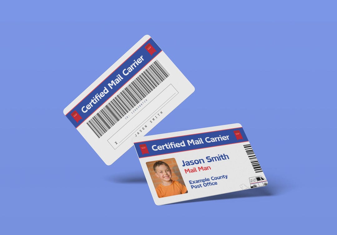 Custom Kids Mail Carrier Badge: Pretend Play ID Card - Etsy