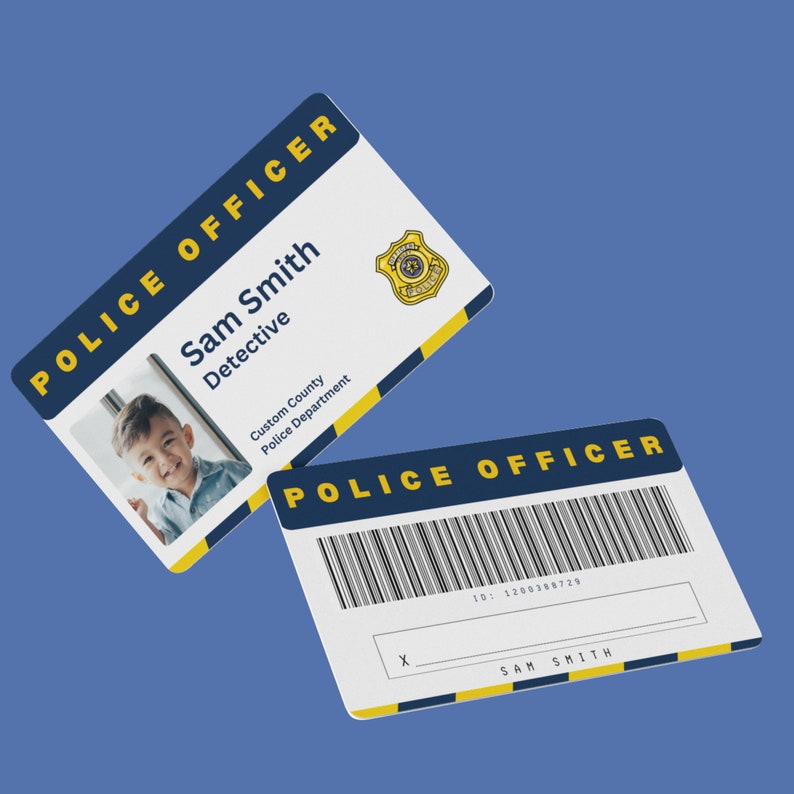 Custom Kids Play Police Badge, Fully Customizable Toy Cop ID Card, Role ...