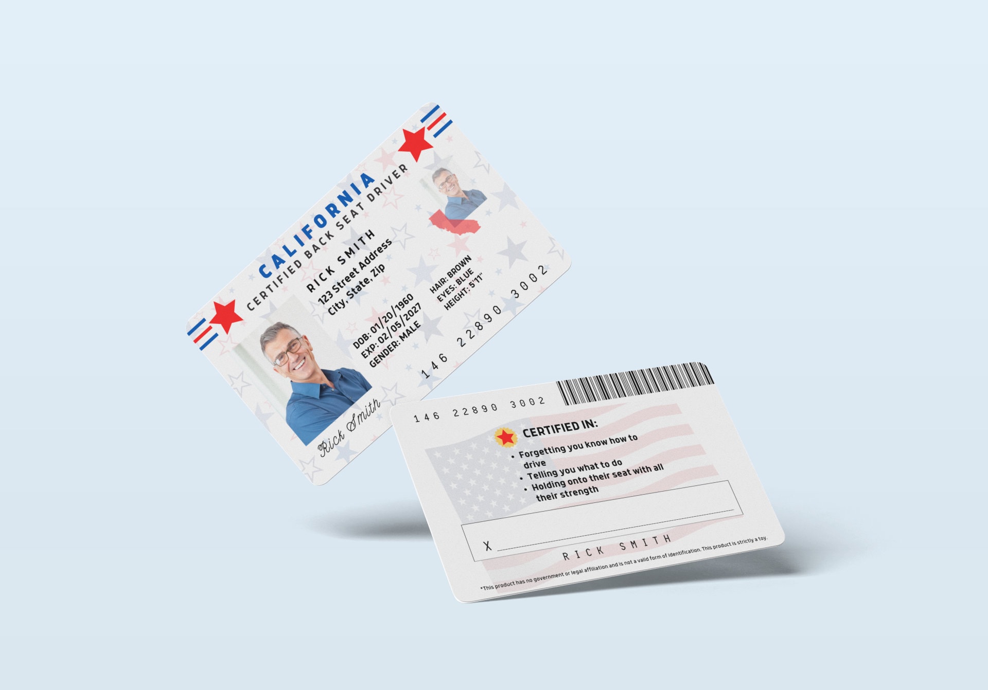 Spoof Back Seat Driver's License Gift - Fully Customizable - Etsy