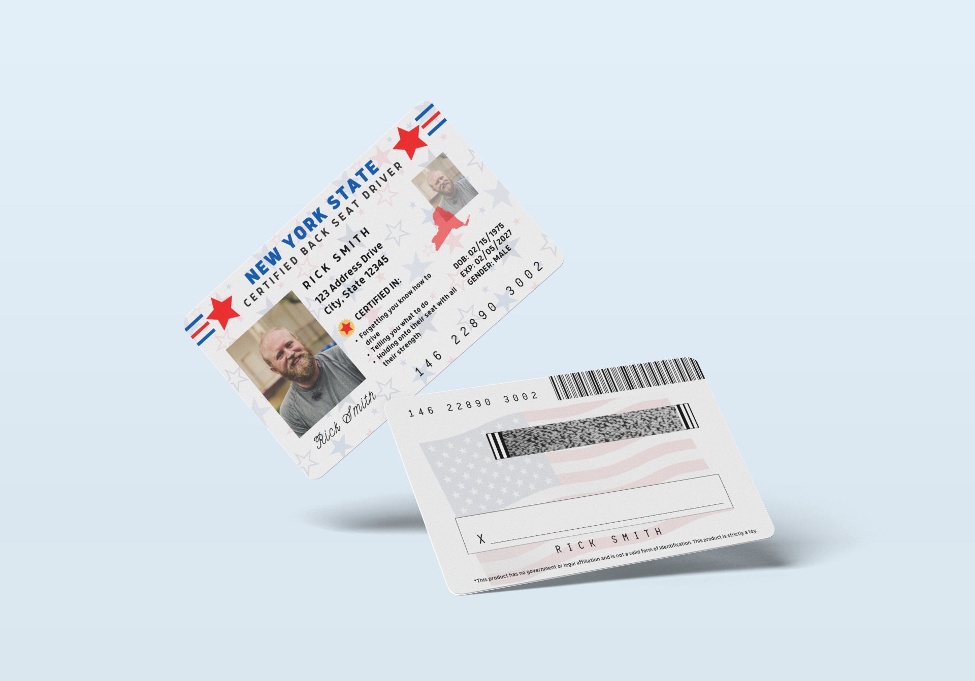 Spoof Back Seat Driver's License Gift - Fully Customizable - Etsy