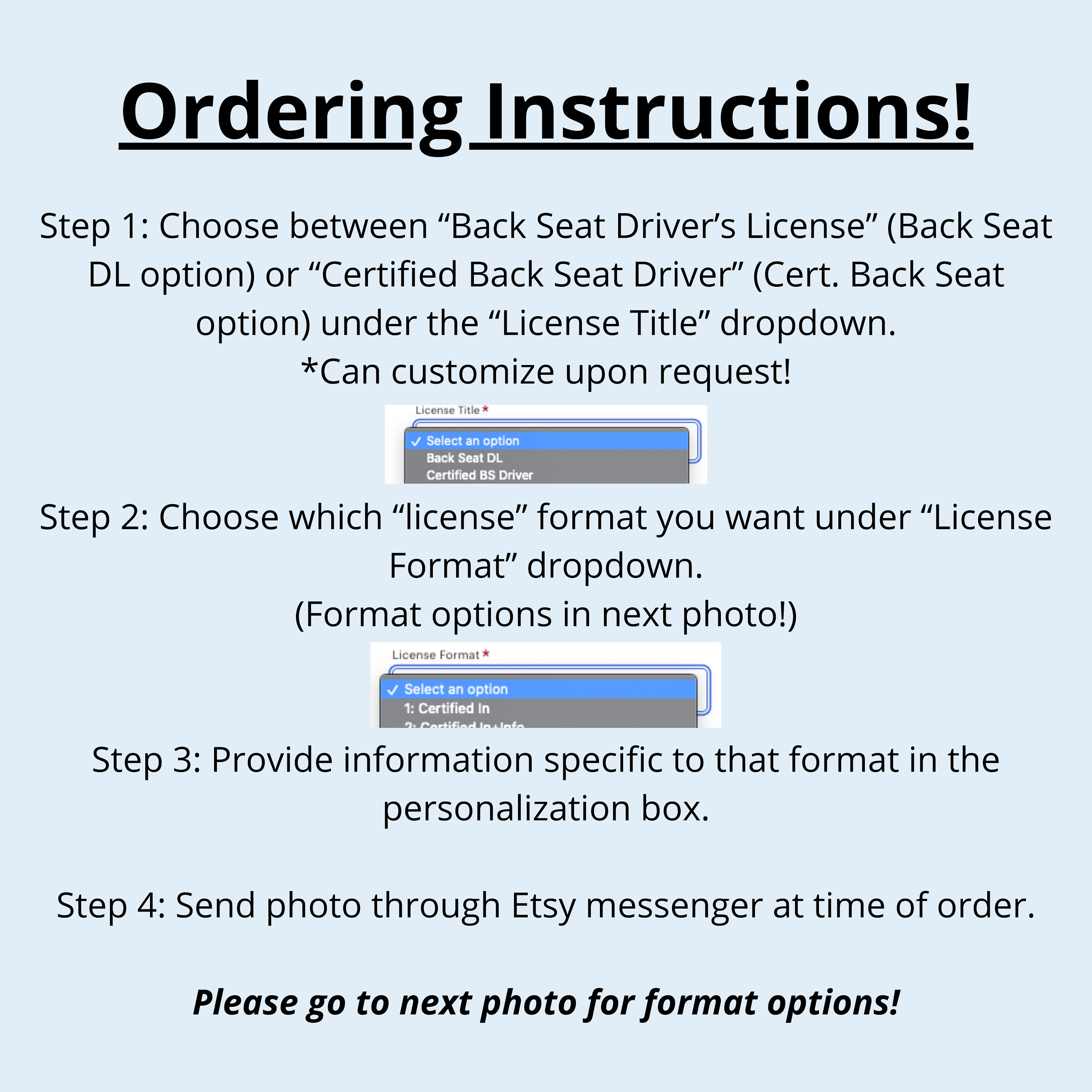 Spoof Back Seat Driver's License Gift - Fully Customizable - Etsy