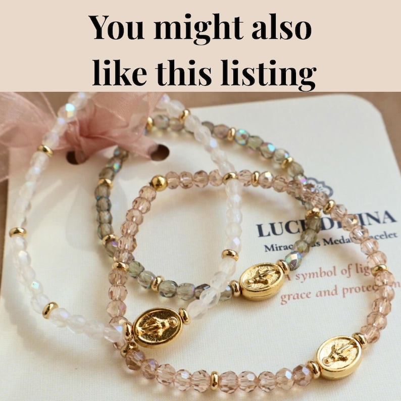 Miraculous Medal Bead Bracelet Gold Virgin Mary Stretch Bracelet ...