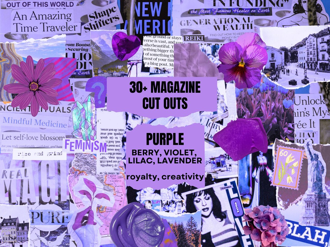 Purple Lavender Fashion Magazine Cutouts for Vision Boards, Collages ...
