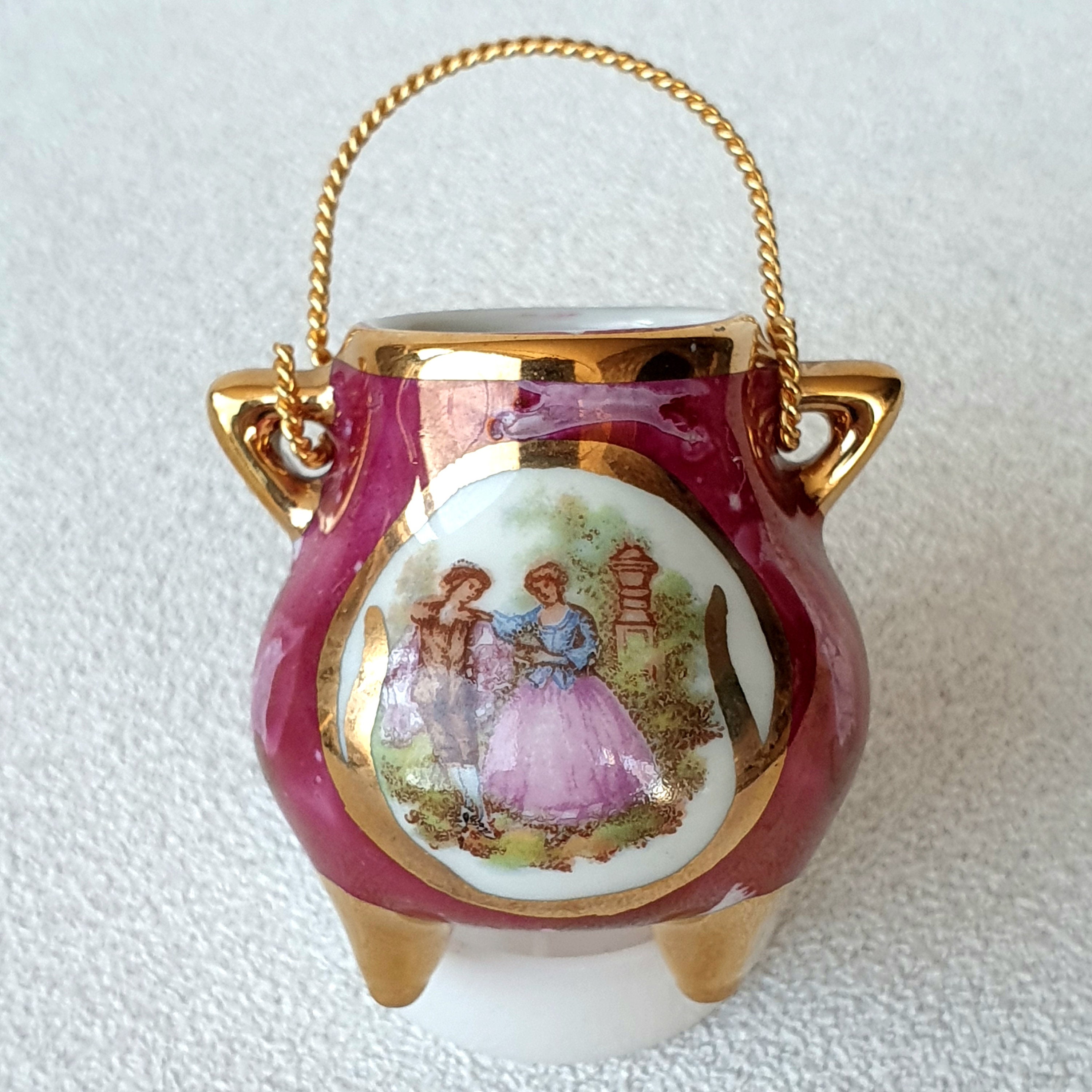 Vintage Limoge Porcelain Miniature, Dollhouse Miniatures in Purple ...