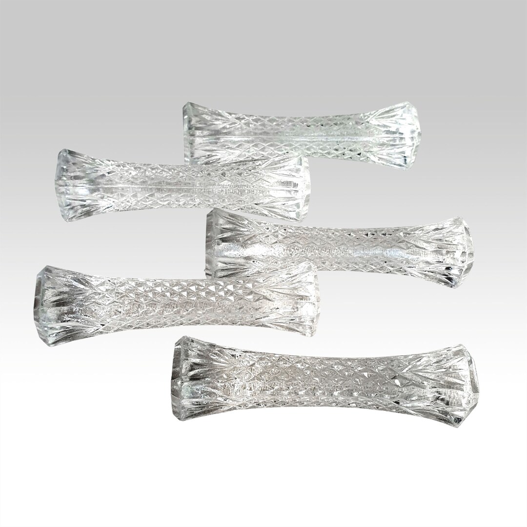 Vintage Large Pressed Glass Cutlery Rests With Diamond Pattern Cut - Etsy