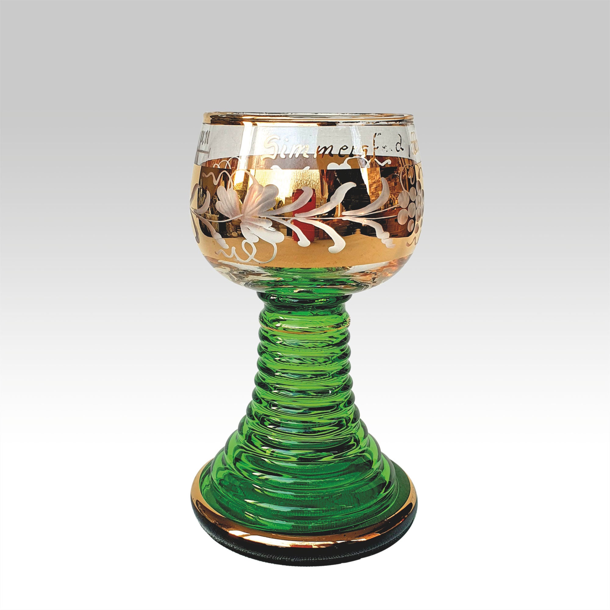 A Nice Roemer Glass With a Wide Gold Stripe on a Transparent Bowl Glass ...