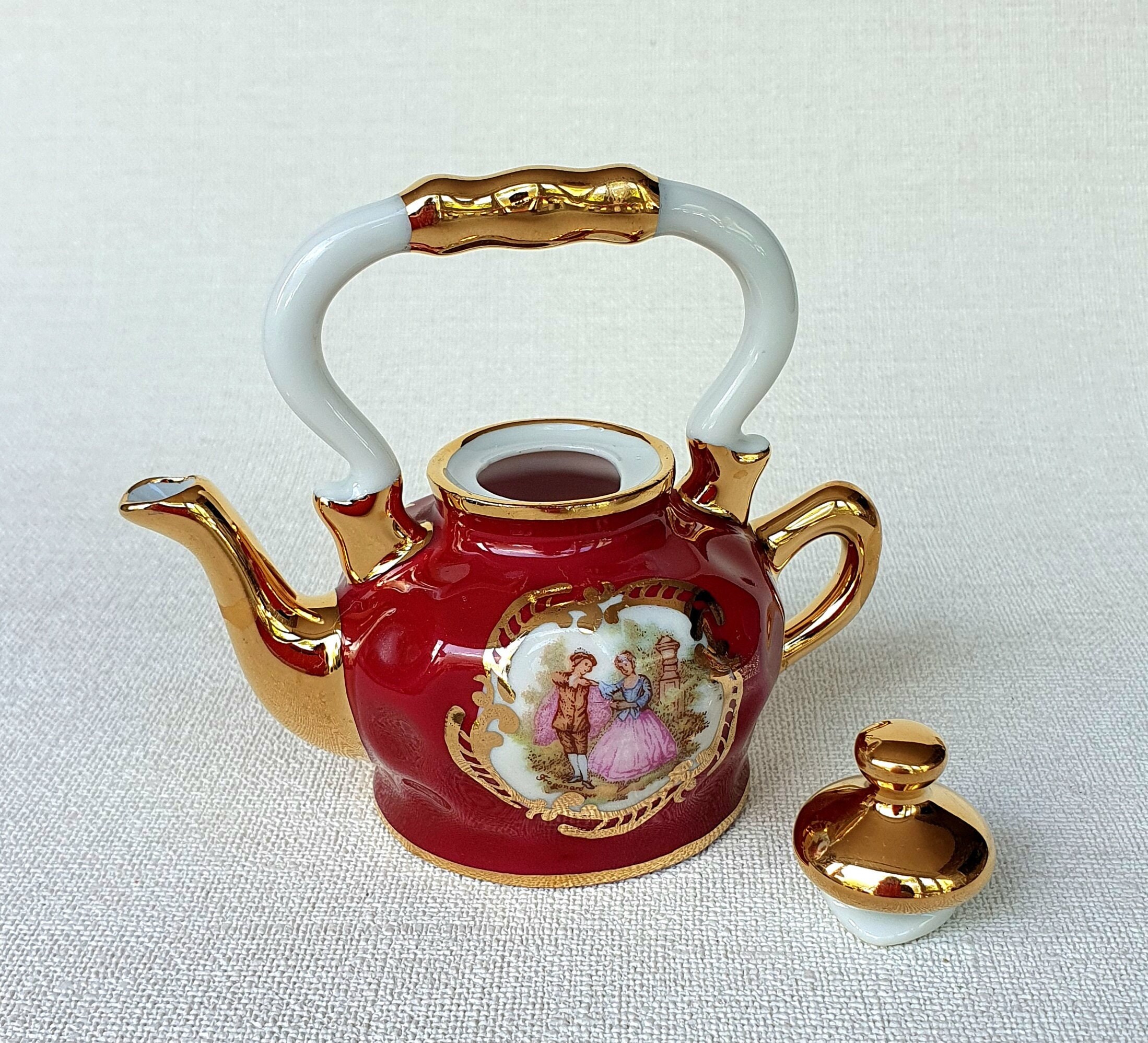 Limoges Fragonard, Porcelain Miniature Kettle, Vintage Porcelain Mini ...