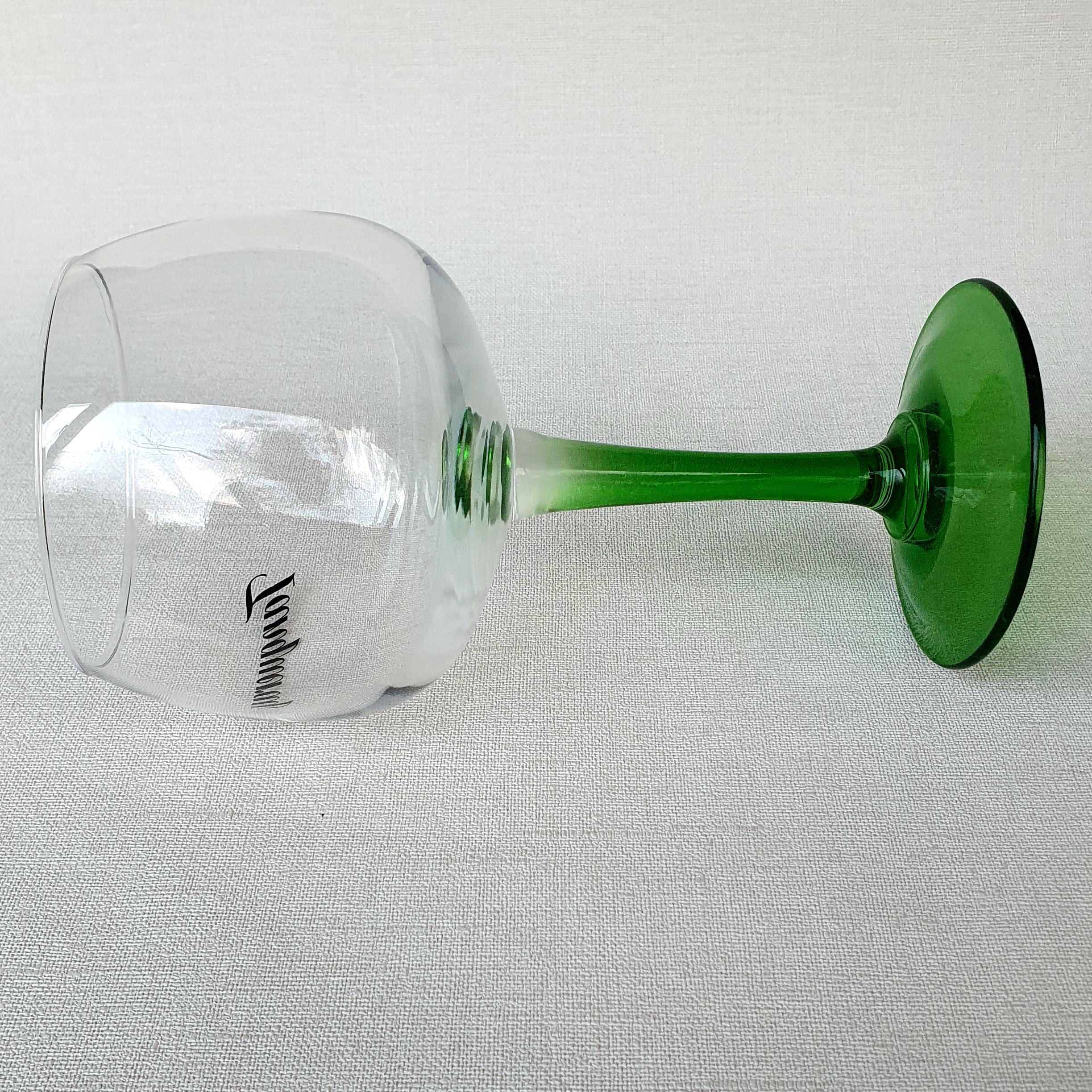 Set of Two Vintage Large 'tanqueray' Glasses Goblet With Emerald Green ...