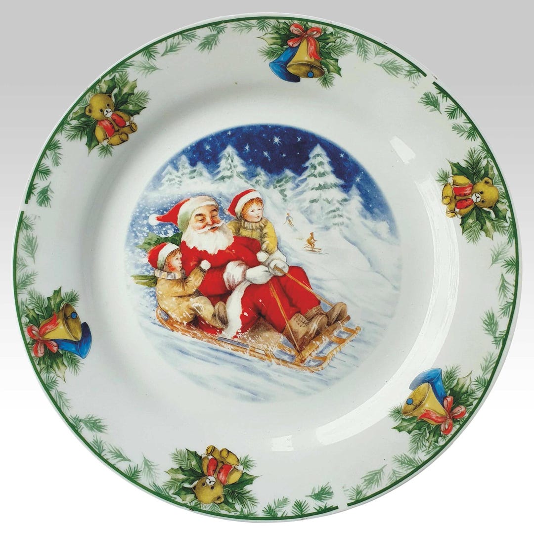 Vintage Christmas Dinner Plate With Santa on a Sleigh by SIAKI From ...