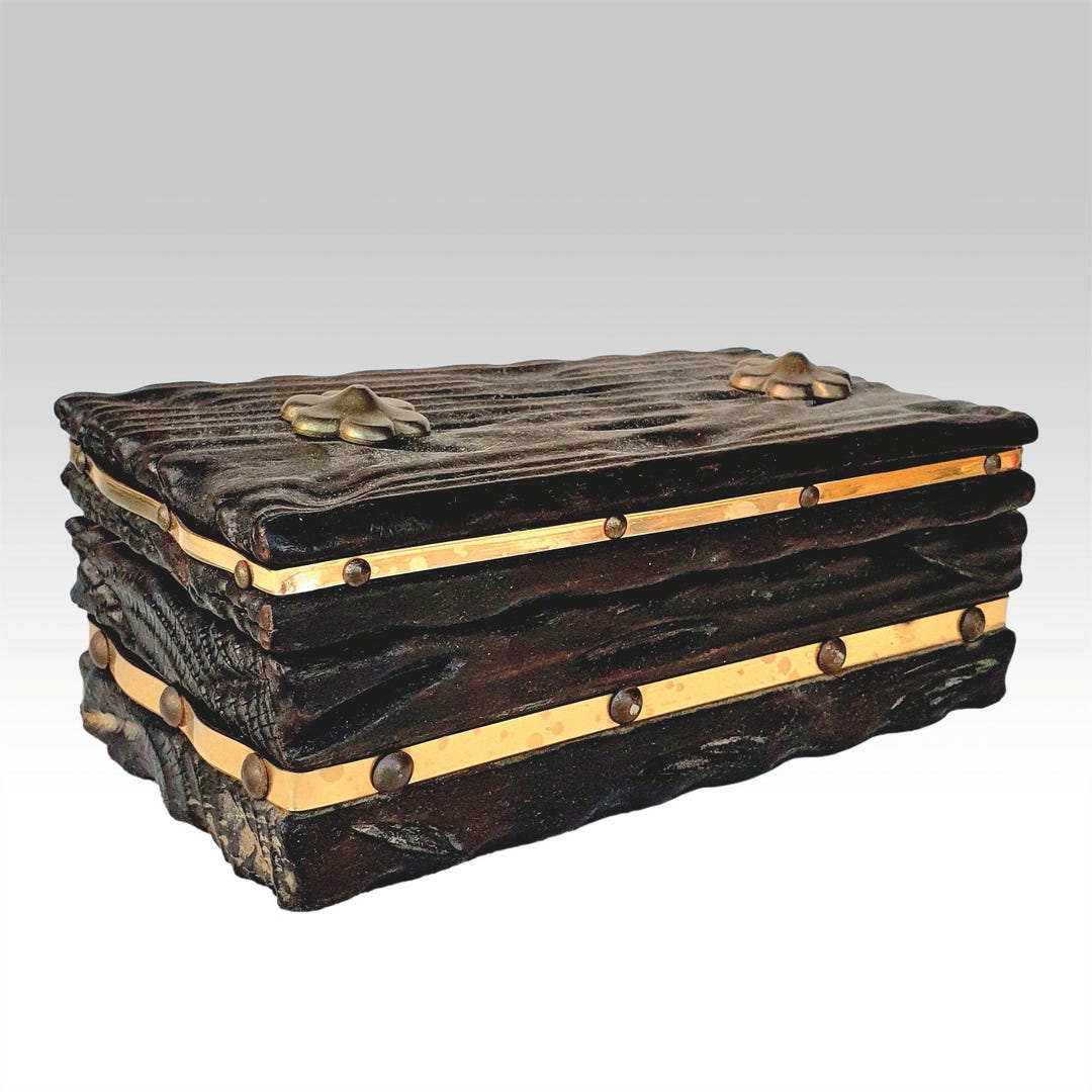 Vintage Pirate Treasure Box Made of Solid Burnt Wood With Brass ...