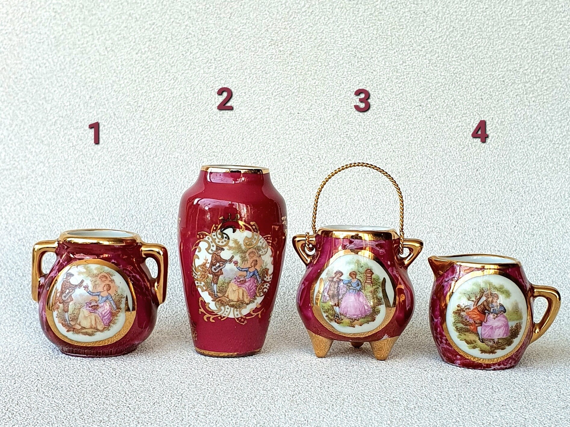 Vintage Limoge Porcelain Miniature, Dollhouse Miniatures in Purple ...