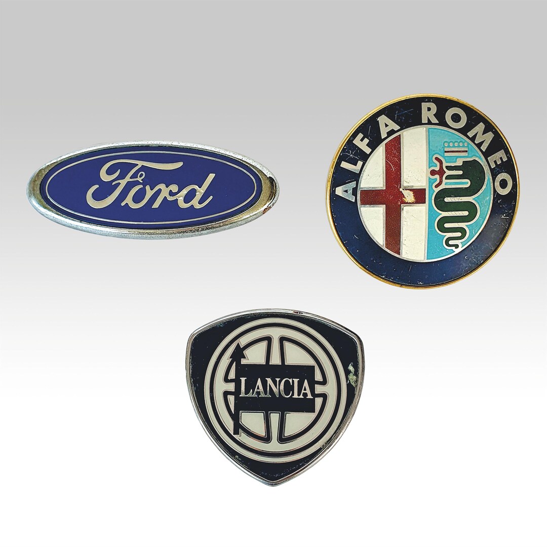 Vintage Car Emblems With Alfa Romeo, Ford, Lancia Logos - Etsy