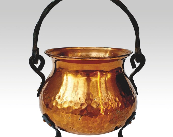 Vintage Copper Witches Cauldron With Thee Iron Legs and a Forged Iron ...