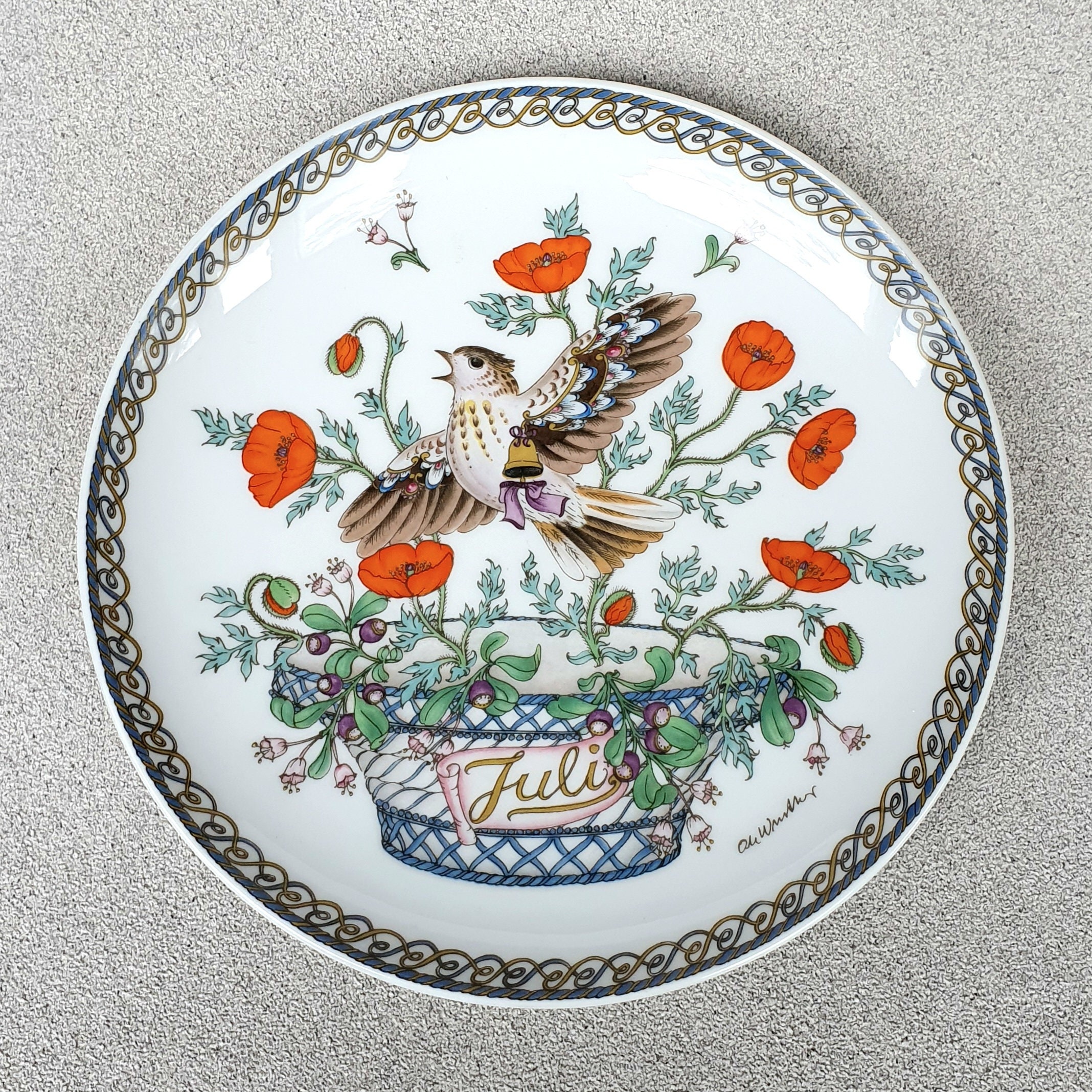 Porcelain Decorative Wall Plate, Birds Collectible Plate by Ole Winther ...