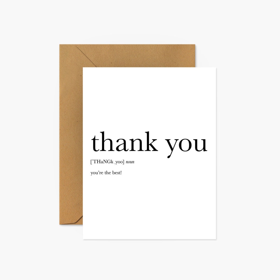 Thank You Definition - Thank You Card - Etsy