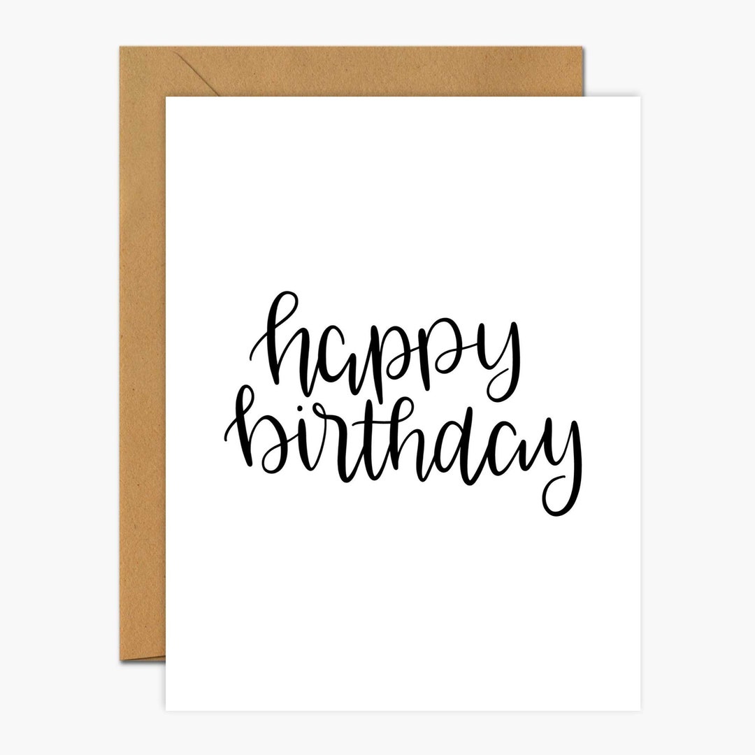 Happy Birthday Simple Script Birthday Greeting Card - Etsy