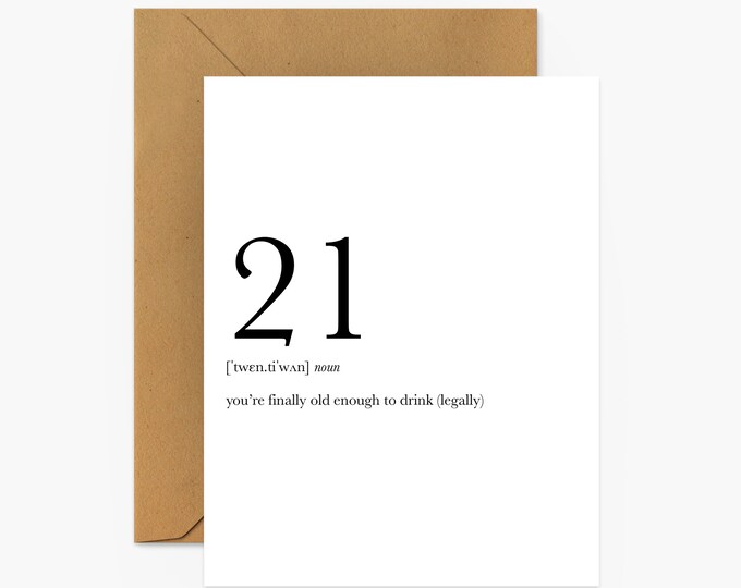 21 Definition Milestone 21st Birthday Birthday Greeting Card - Etsy