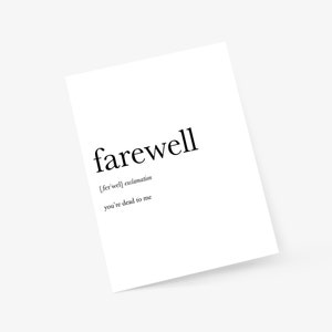 Farewell Definition Love & Friendship Greeting Card - Etsy
