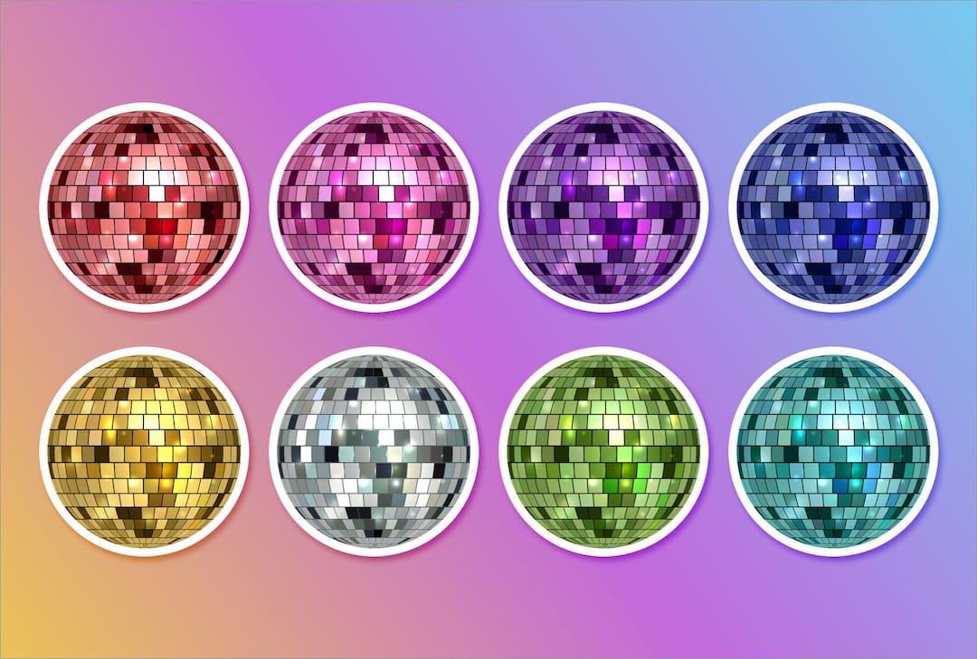 Mirrorball Disco Ball 2.5 Sticker Packl Set of 8 - Etsy