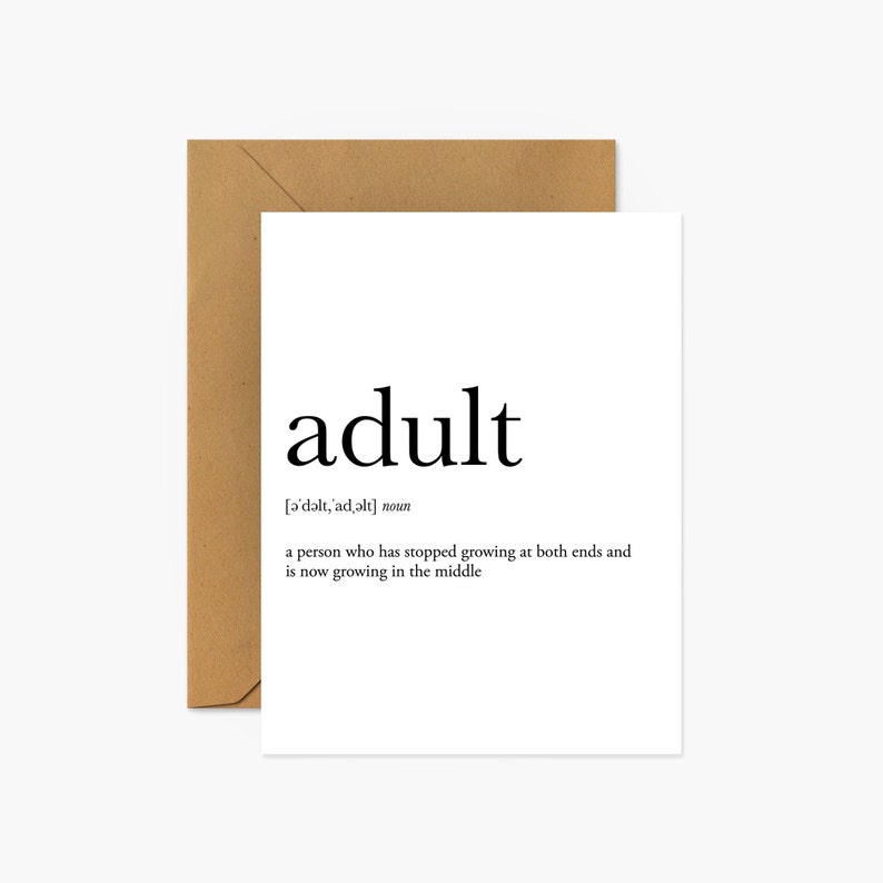 Adult Definition Everyday Greeting Card - Etsy