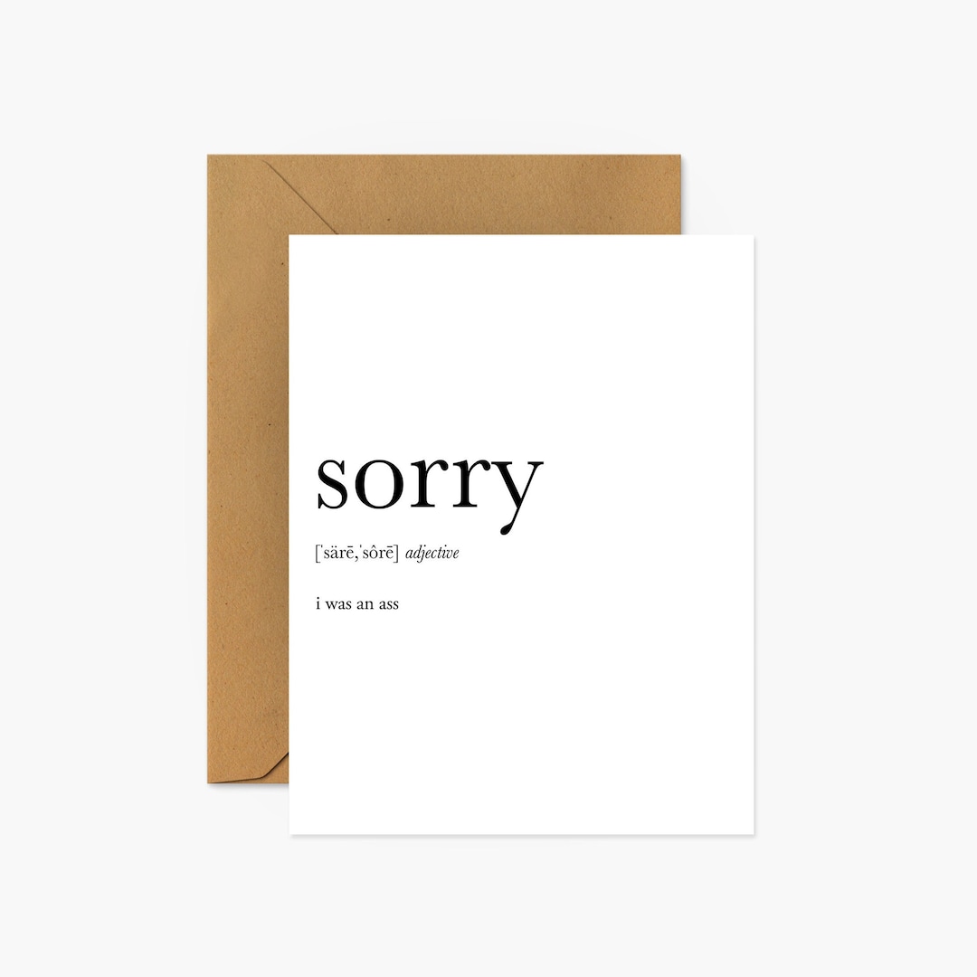 Sorry Definition Sympathy & Encouragement Greeting Card - Etsy
