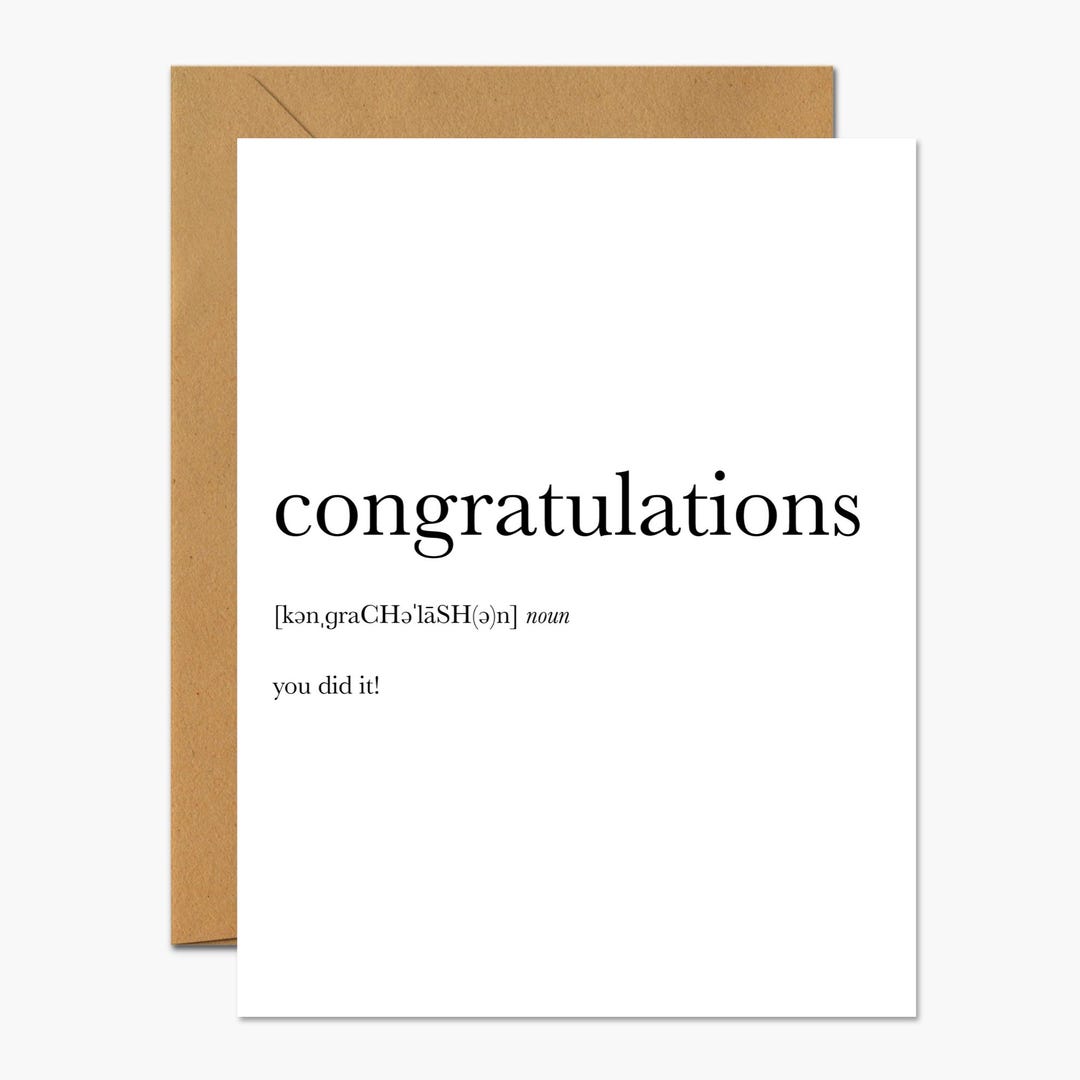Congratulations Definition Congrats Greeting Card - Etsy