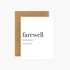 Farewell Definition Love & Friendship Greeting Card - Etsy