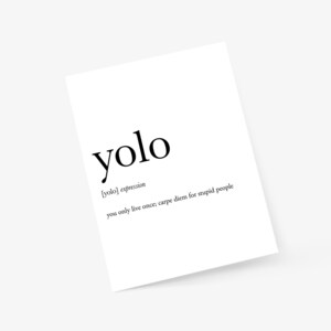 YOLO Definition Everyday Greeting Card - Etsy