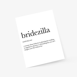 Bridezilla Definition Wedding & Anniversary Greeting Card - Etsy