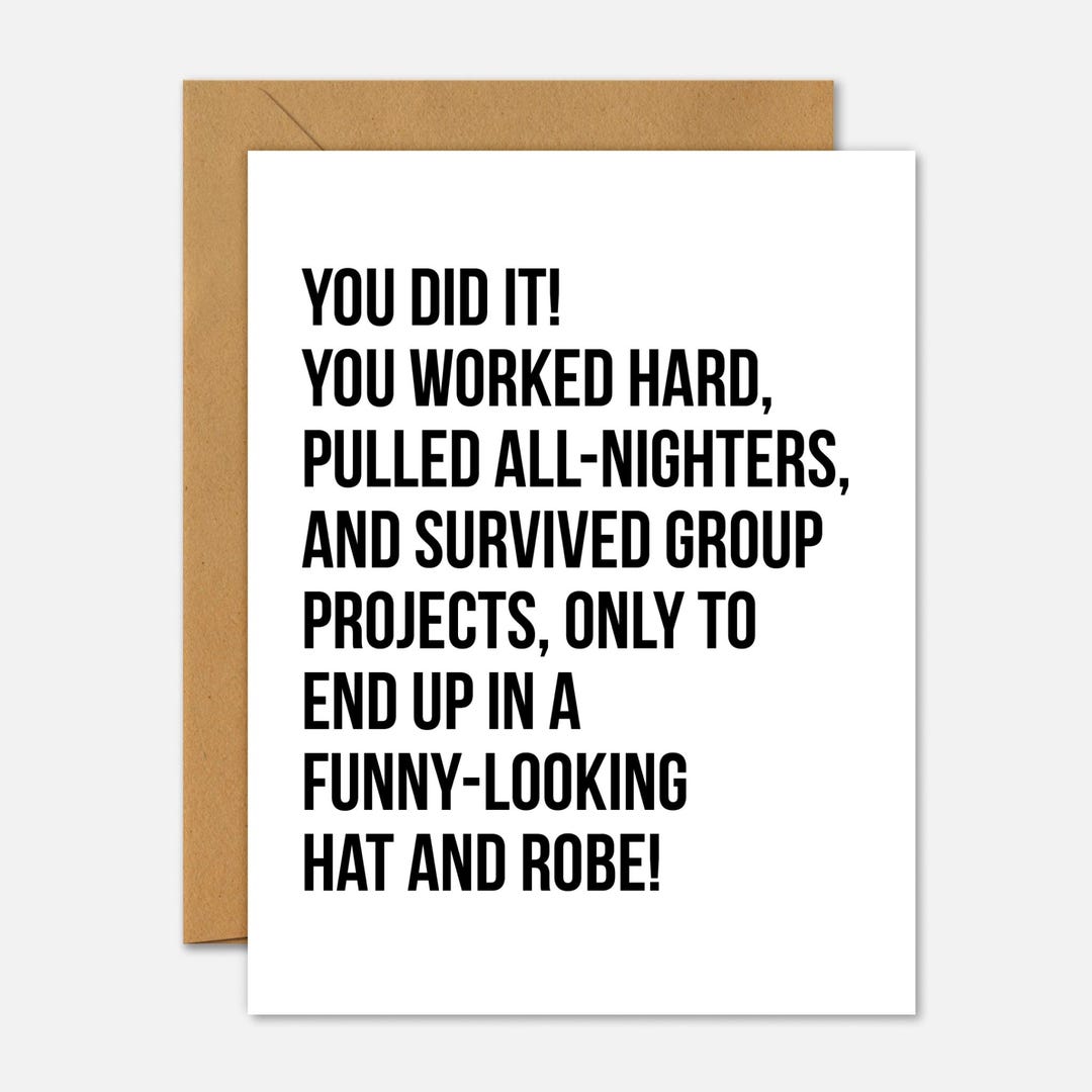 Weird Hat and Robe - Graduation Card Funny Grad Card - Etsy