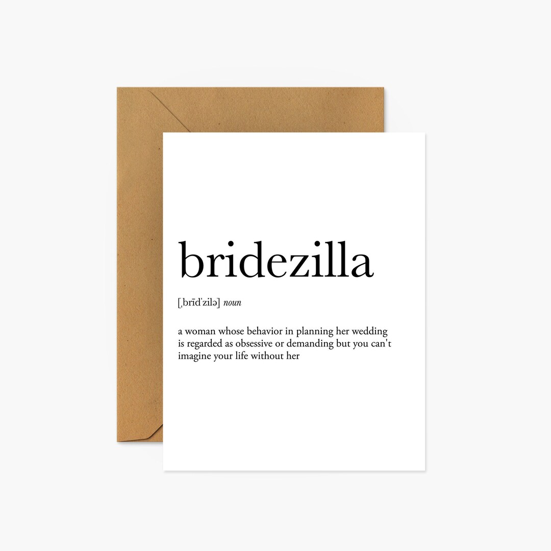 Bridezilla Definition Wedding & Anniversary Greeting Card - Etsy