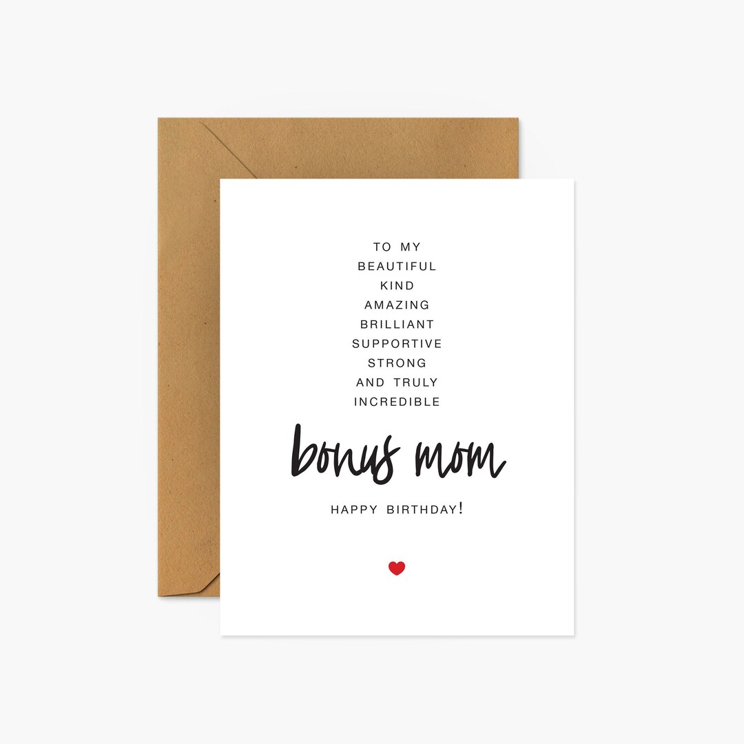To My Bonus Mom Birthday Greeting Card - Etsy