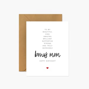 To My Bonus Mom Birthday Greeting Card - Etsy