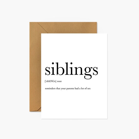 Siblings Definition Love & Friendship Greeting Card - Etsy