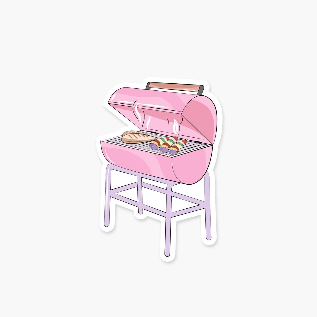 Pink BBQ Grill Summer Sticker - Etsy