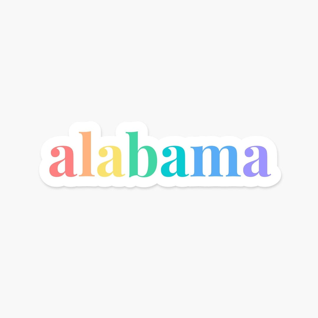 Alabama State Sticker Colorful Waterproof Vinyl Decal - Etsy