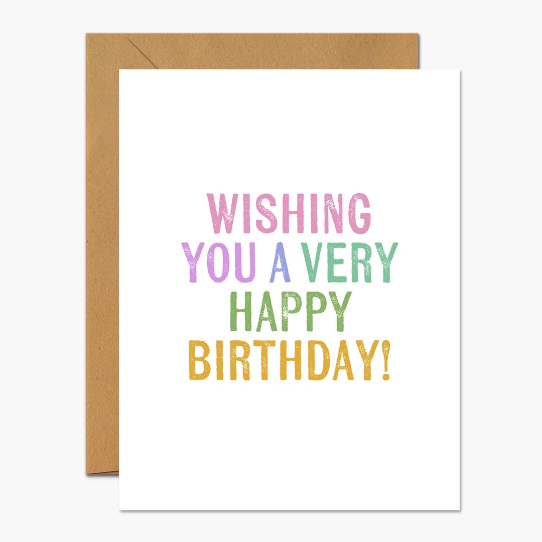 Wishing You A Very Happy Birthday Block Print - Etsy