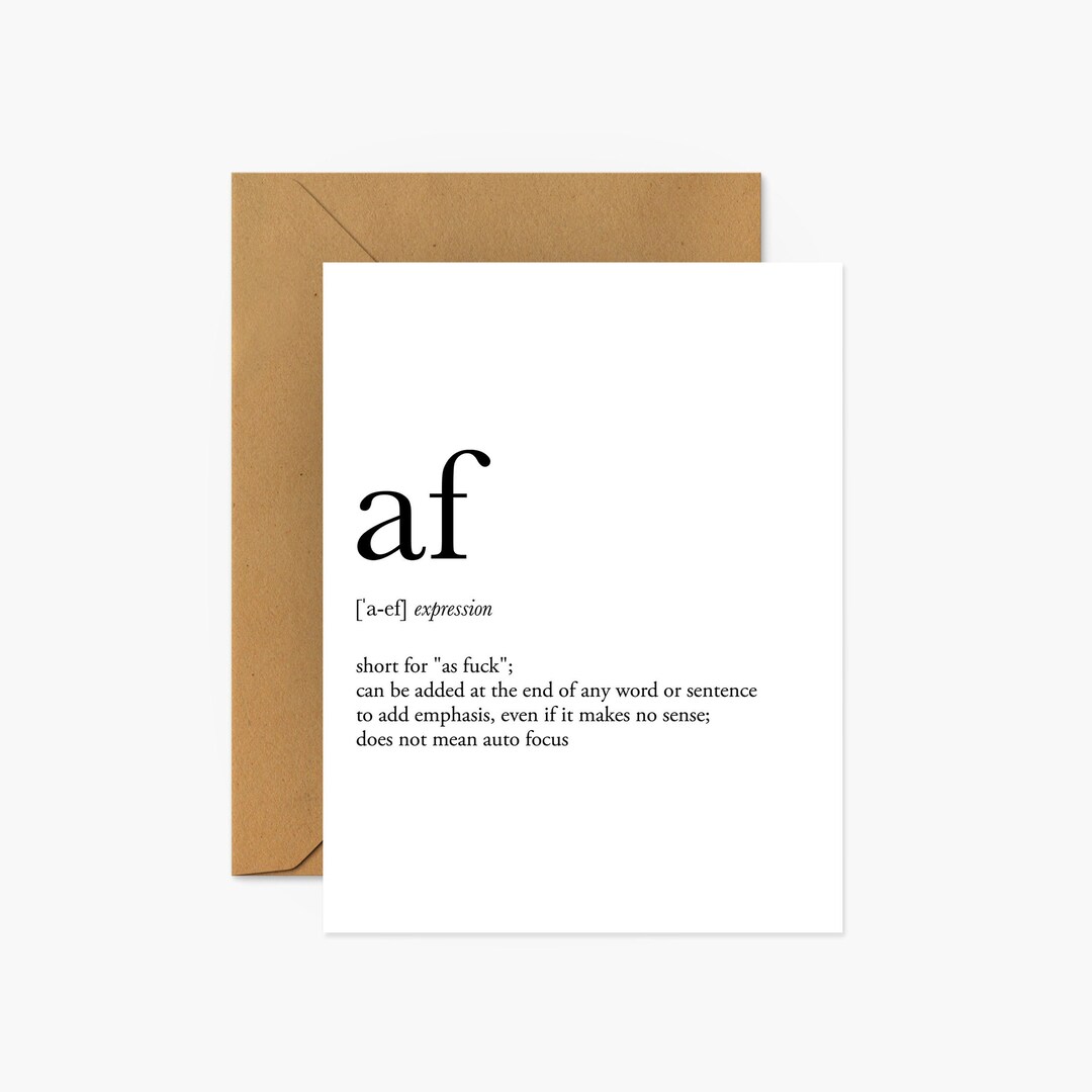 Af Definition Everyday Greeting Card - Etsy