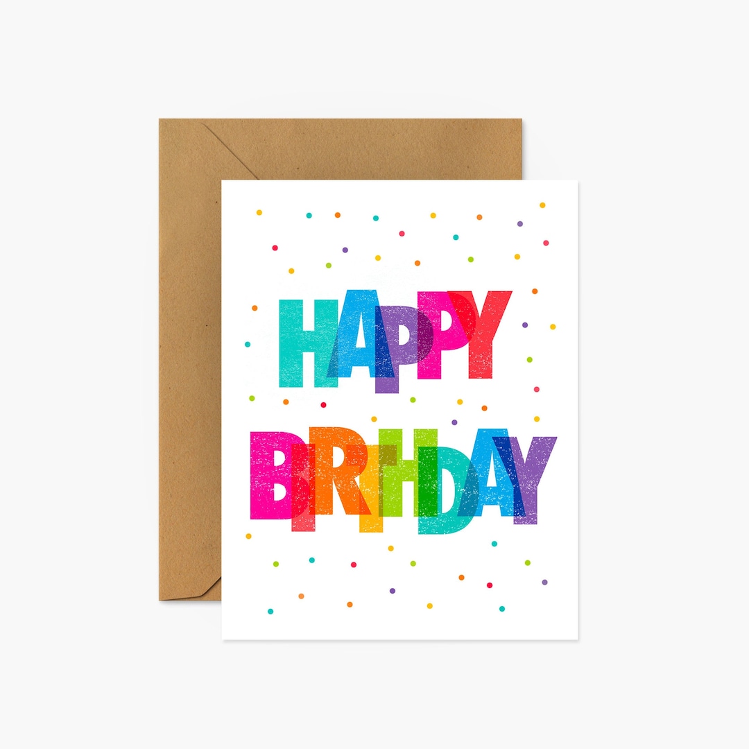 Happy Birthday Colorful - Birthday Greeting Card - Etsy