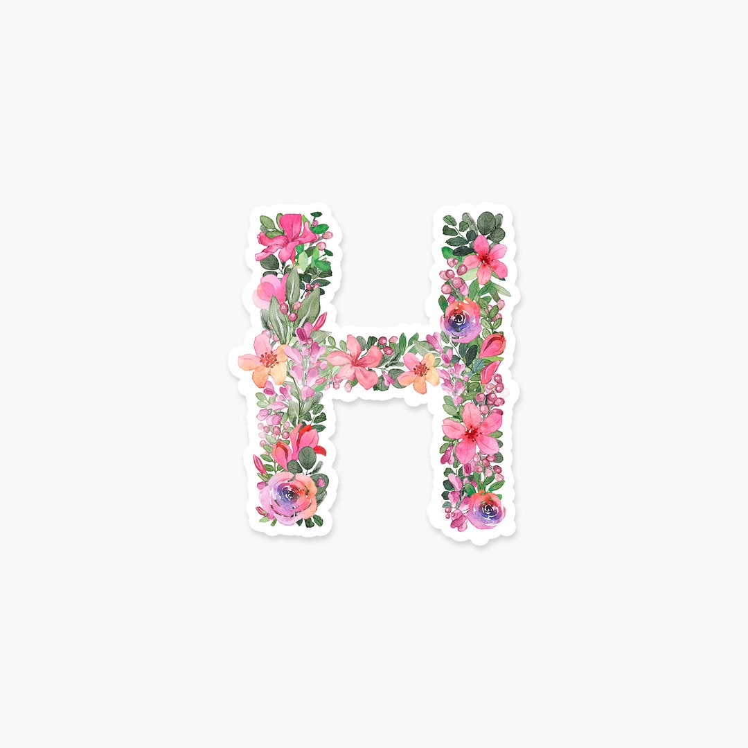 Letter h Floral Monogram Initials Sticker - Etsy