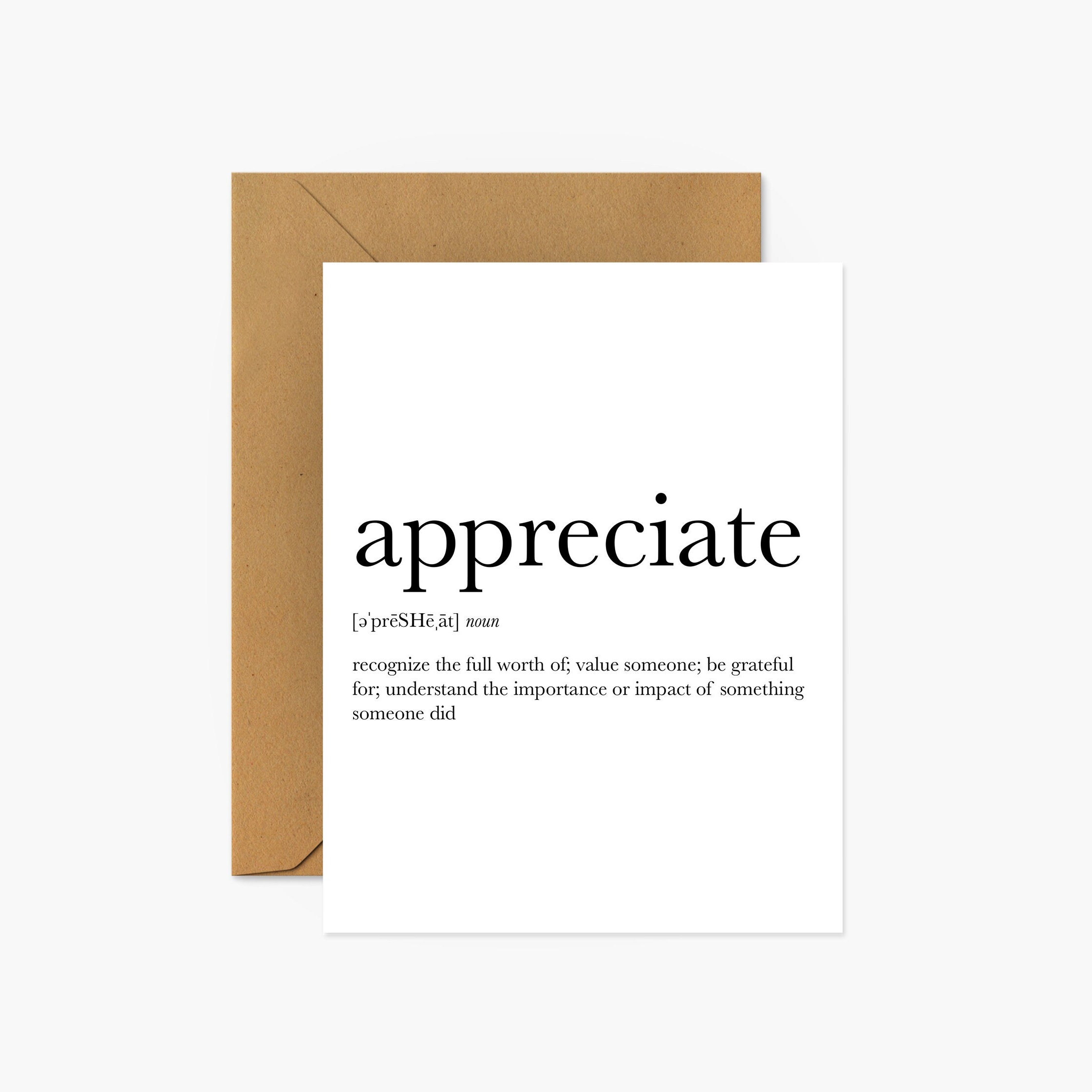 Appreciate Definition Thank You Greeting Card - Etsy