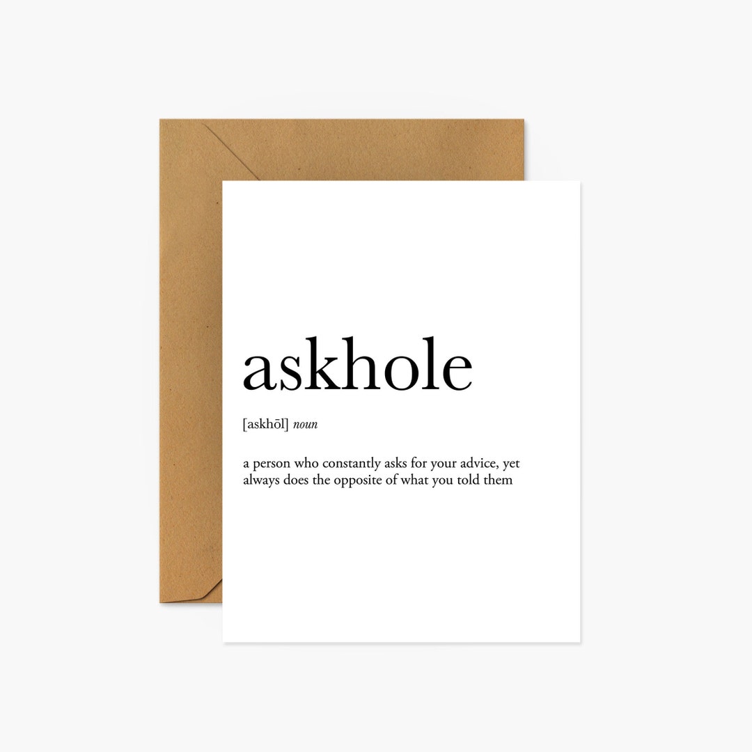 Askhole Definition Love & Friendship Greeting Card - Etsy