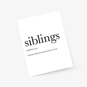 Siblings Definition Love & Friendship Greeting Card - Etsy