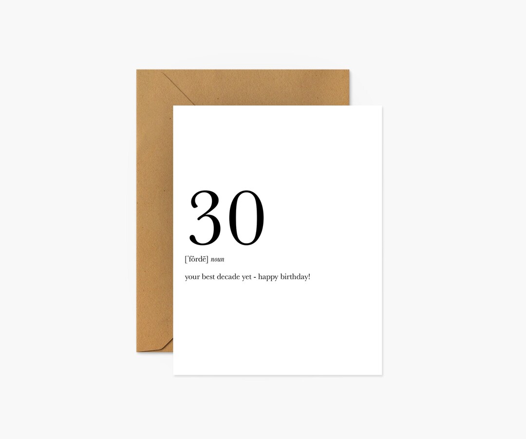 30 Definition Milestone 30th Birthday - Birthday Greeting Card - Etsy