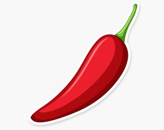 Cute Hot Spicy Pepper Sticker Kawaii Asian Food Sticker Red - Etsy