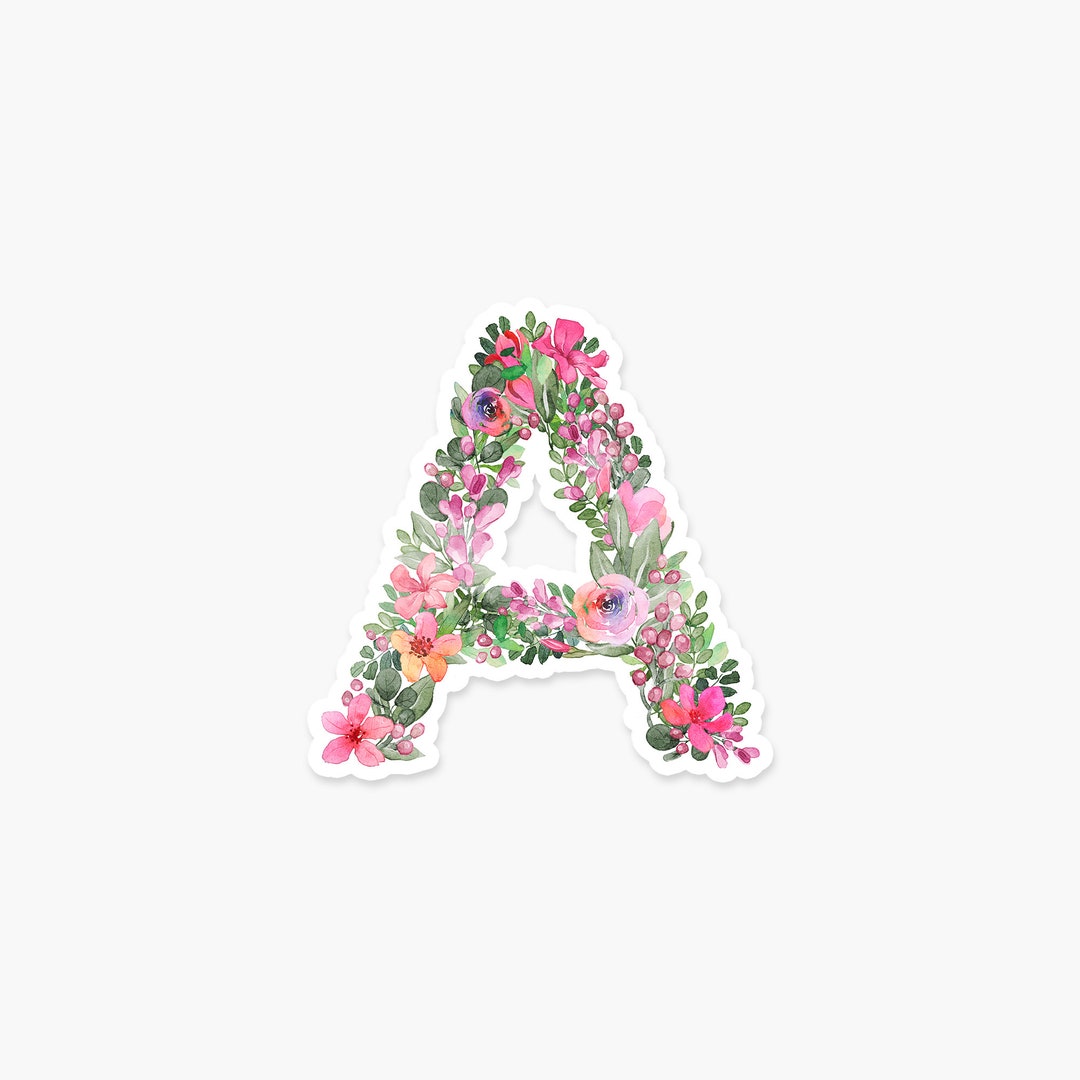 Letter a Floral Monogram Initials Sticker - Etsy
