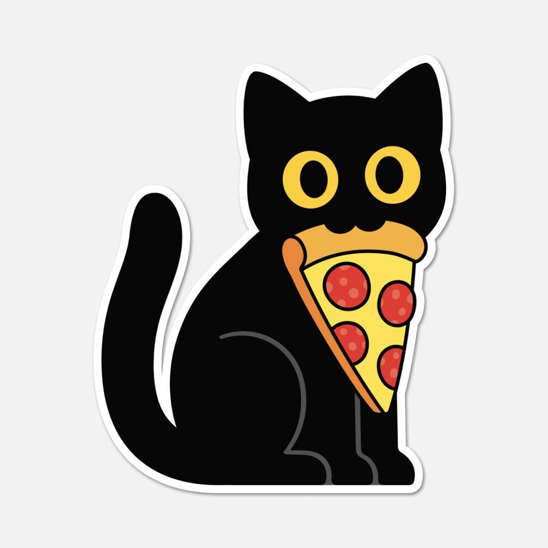 Black Cat With Dagger Knife - Cat Sticker - Etsy