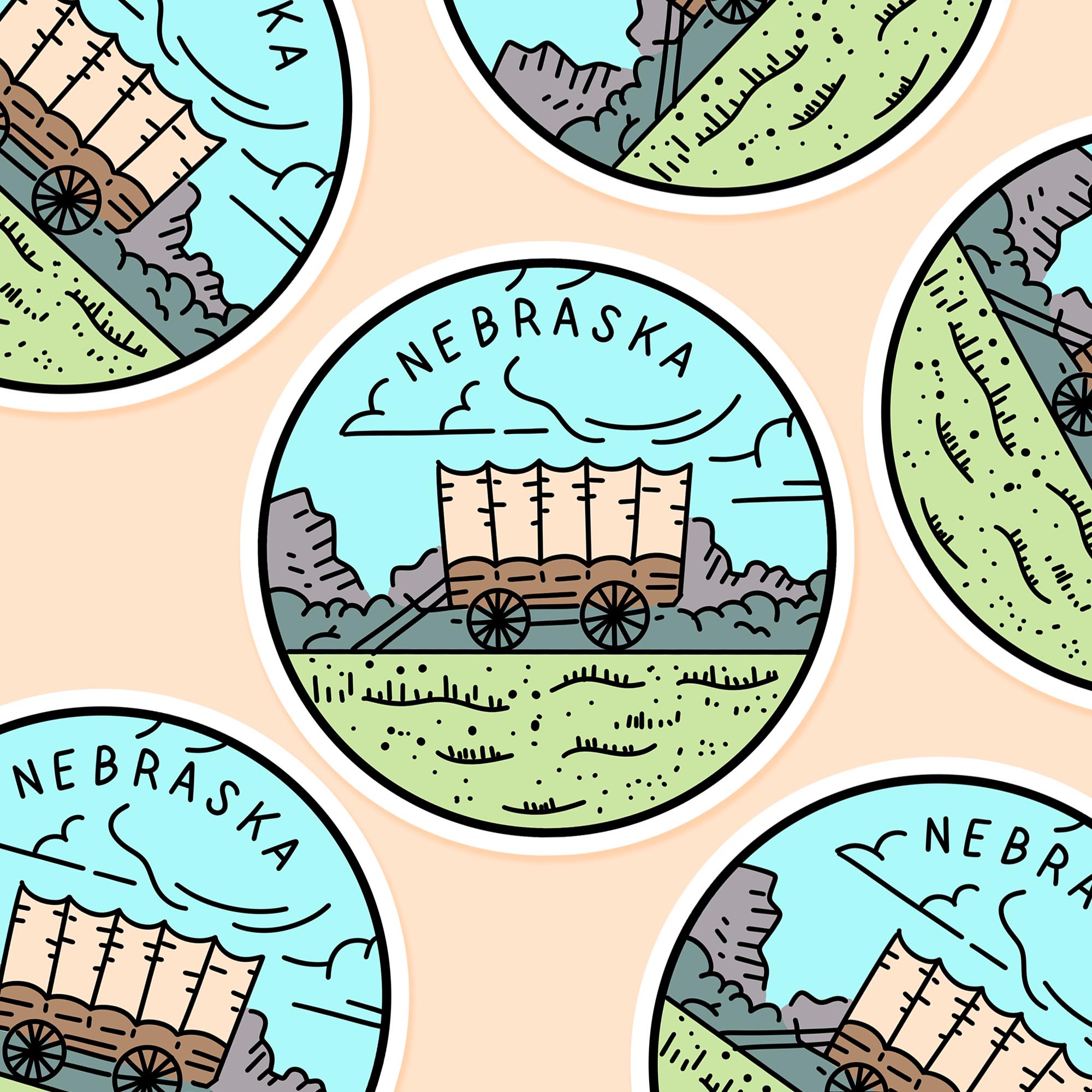 Nebraska Illustrated US State 3 X 3 in - Travel Sticker - Etsy
