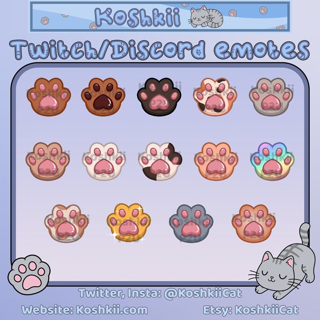 Bundle of 14 Kitty Paw Emotes for Discord, Twitch, Etc. - Etsy